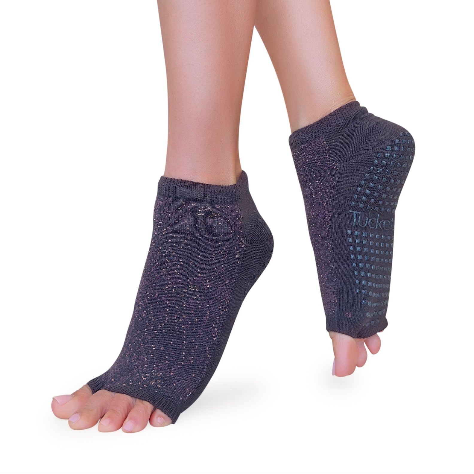 Tucketts Anklet Pilates Socks - Non-Slip Grip, Open Toe, Barre & Yoga