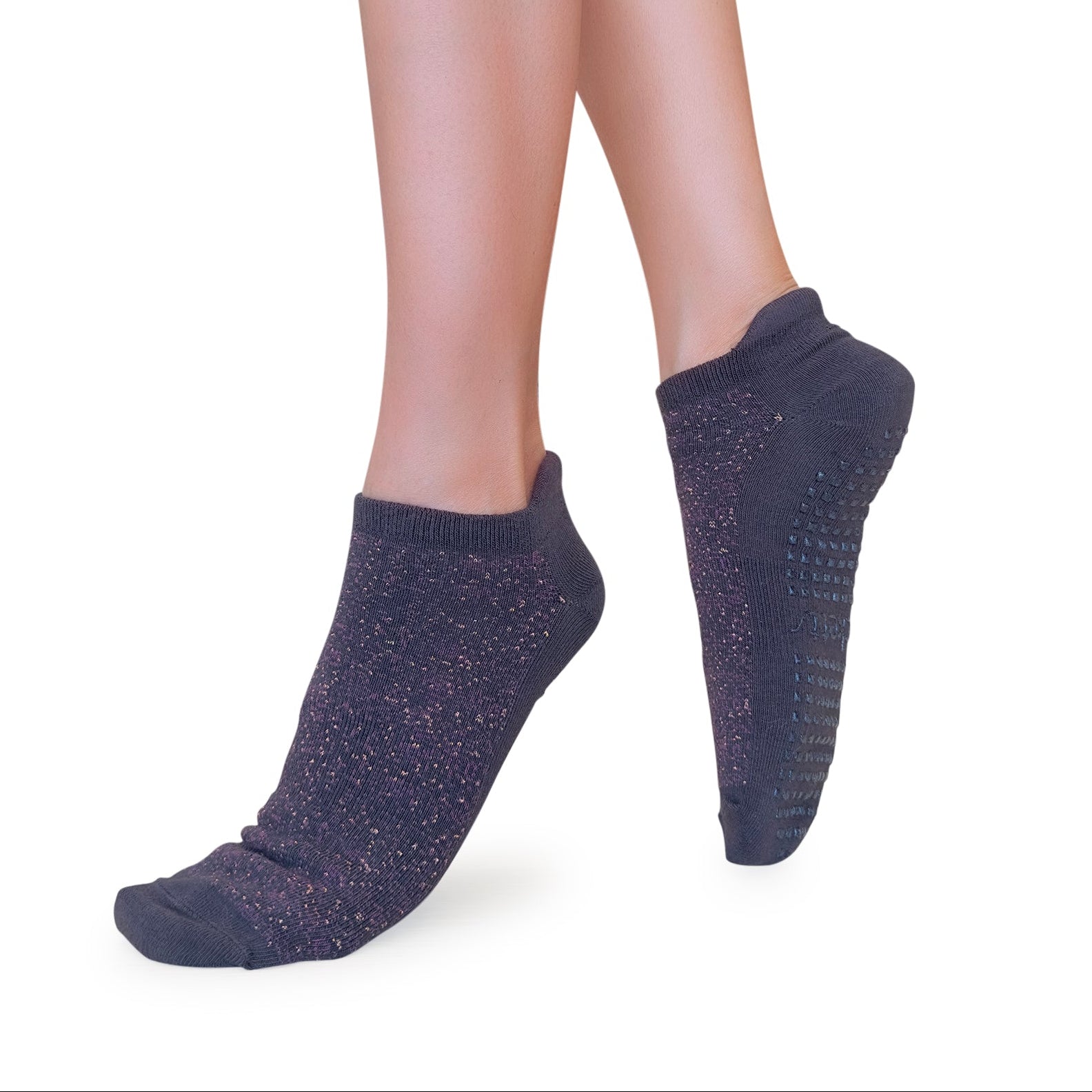 Tucketts Tab Closed Toe Mocca Radiance Pilates Socks - Non-Slip Grip,